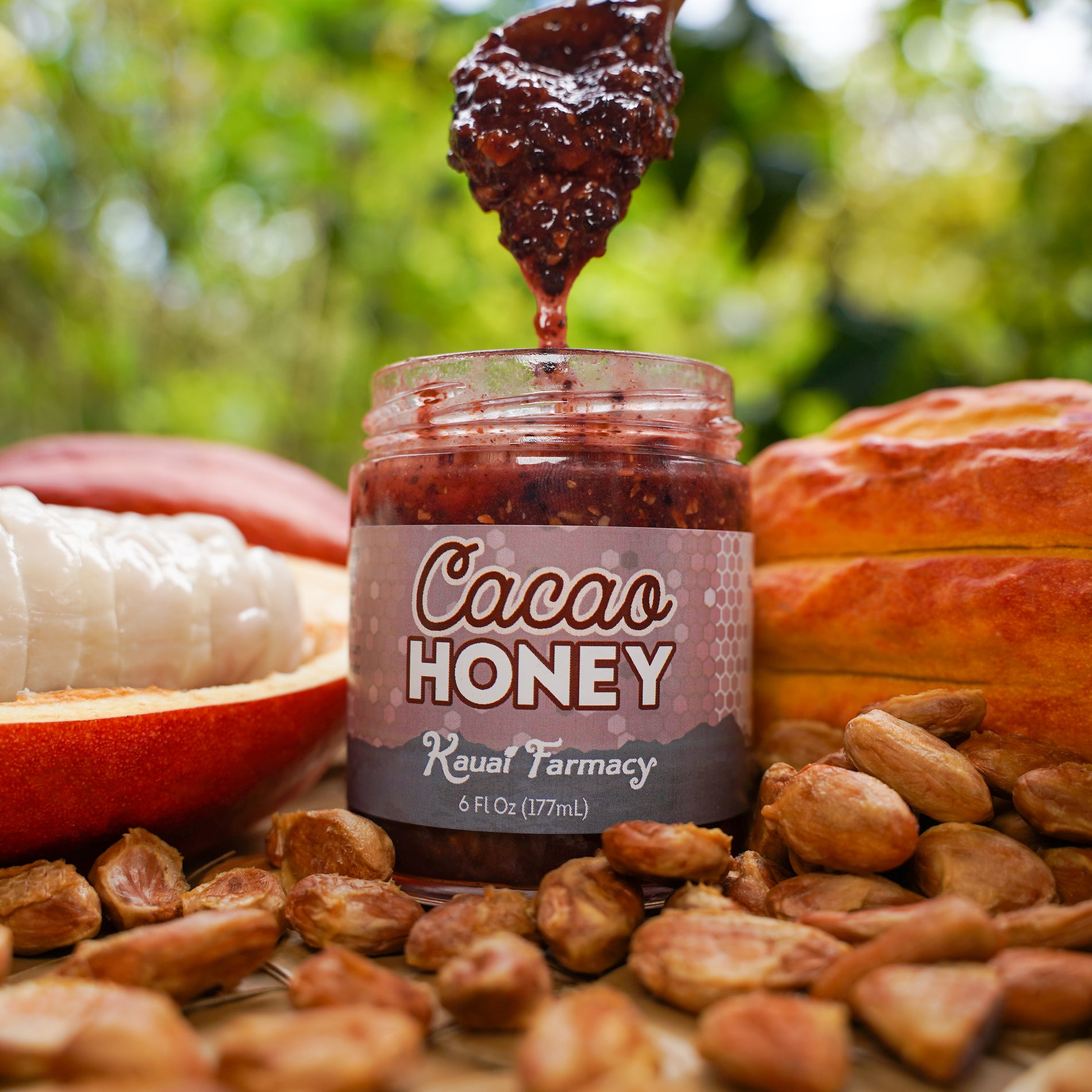 Cacao Honey - Raw, herbal honey with cacao nibs 100% Hawaiian origin ...